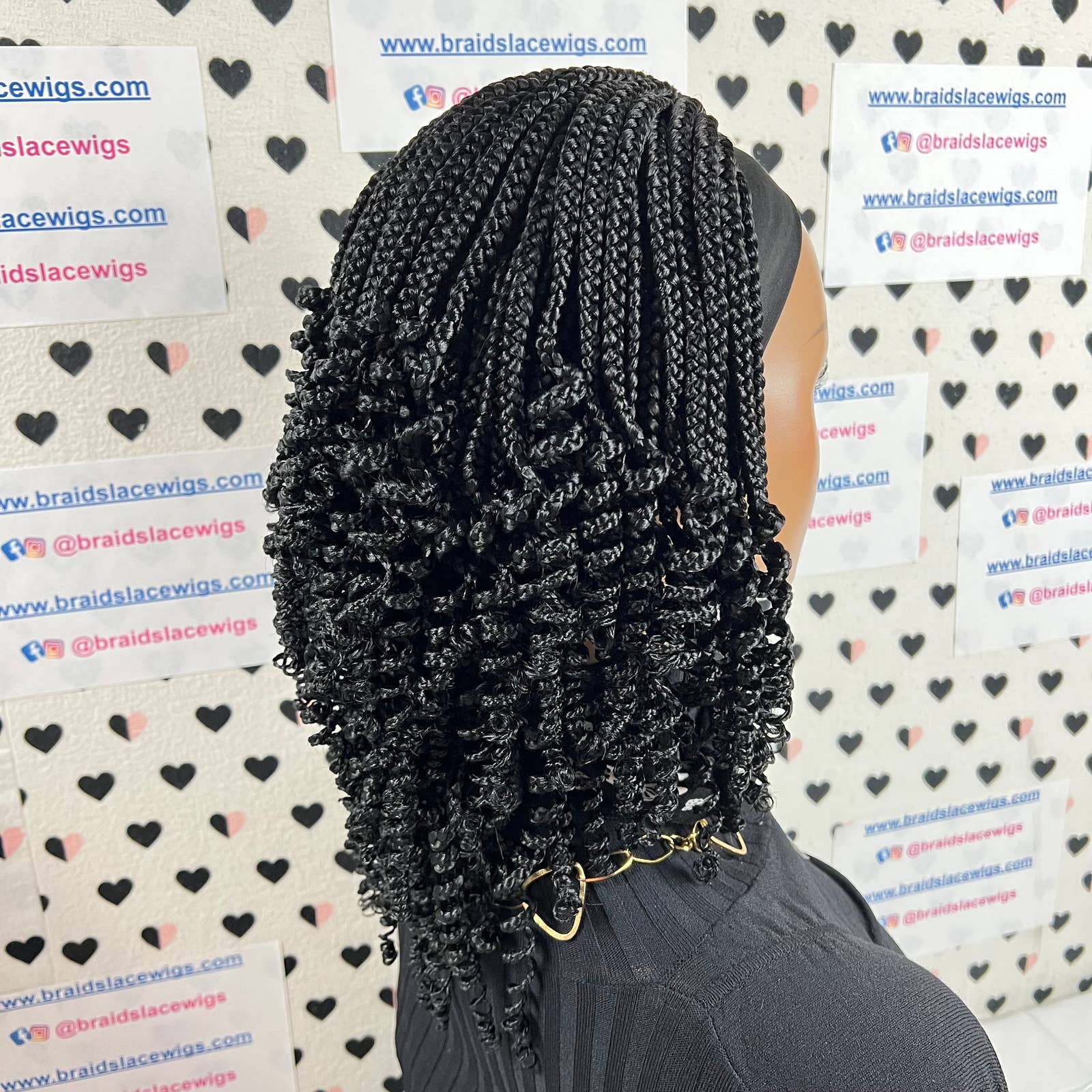 Short Box Braids Curls Curly Headband Braided Wig Head Band Wigs For B ...