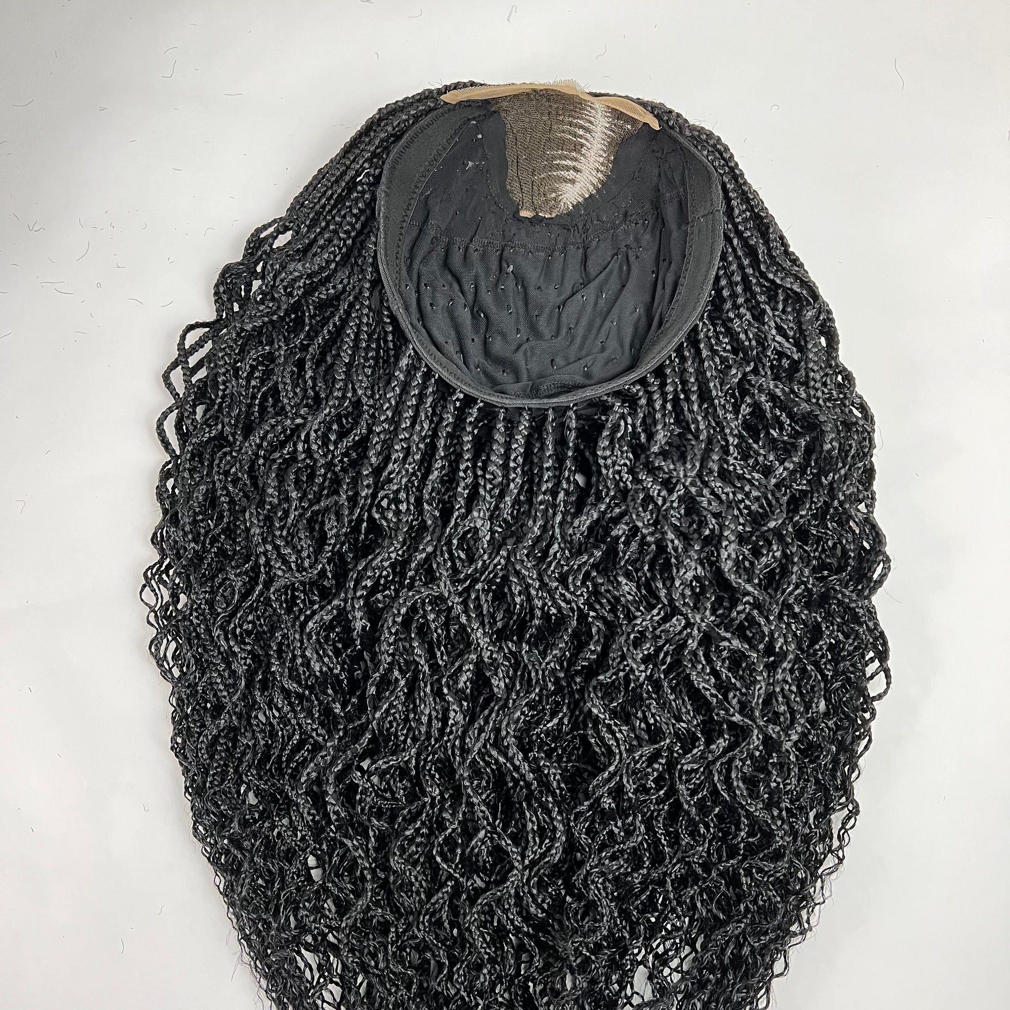 Handmade Box Braid Cornrows Braided Lace Closure Wig With Curly Ends C ...