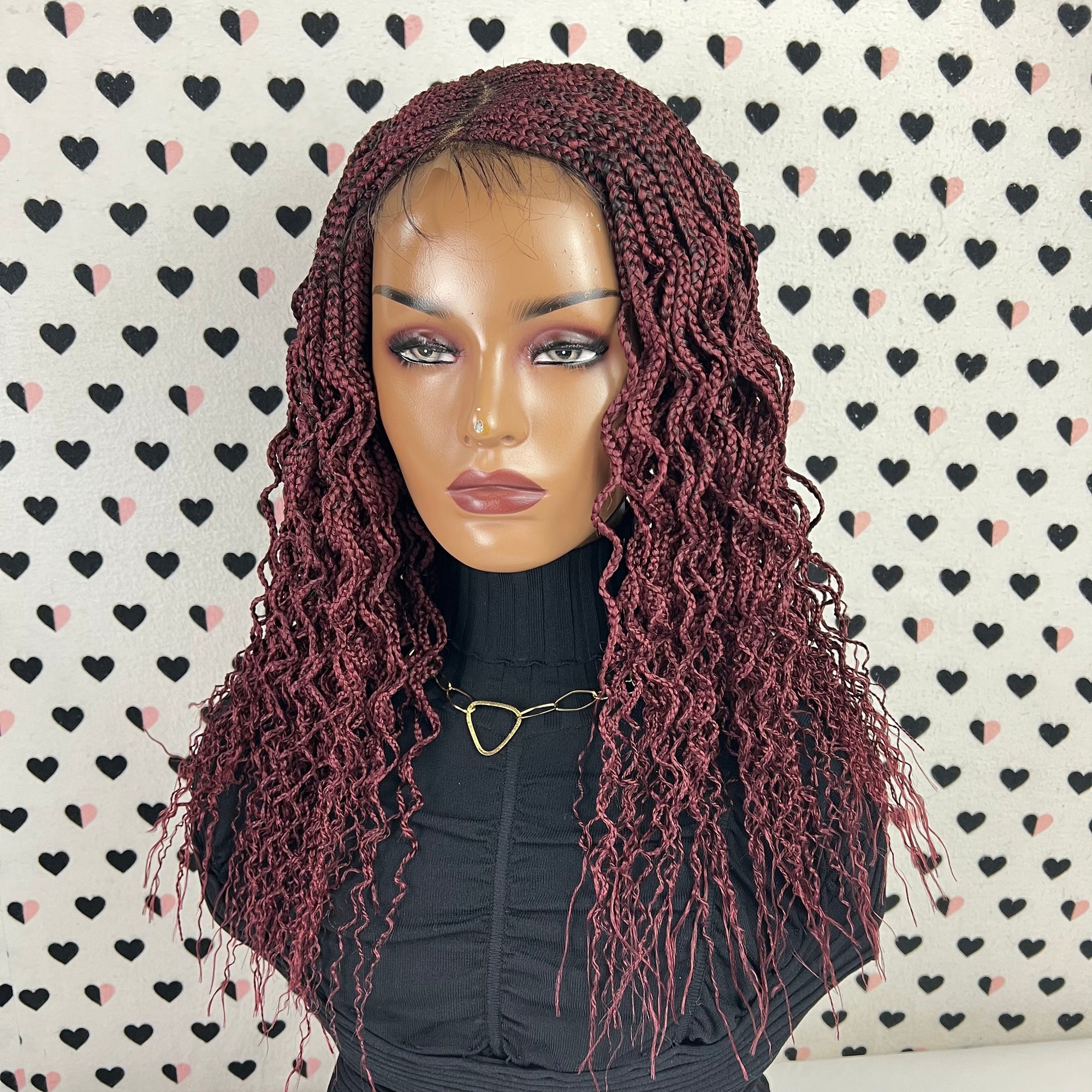 Cornrows Wavy Curly Box Braided Wigs For Black Women Lace Closure Wig ...