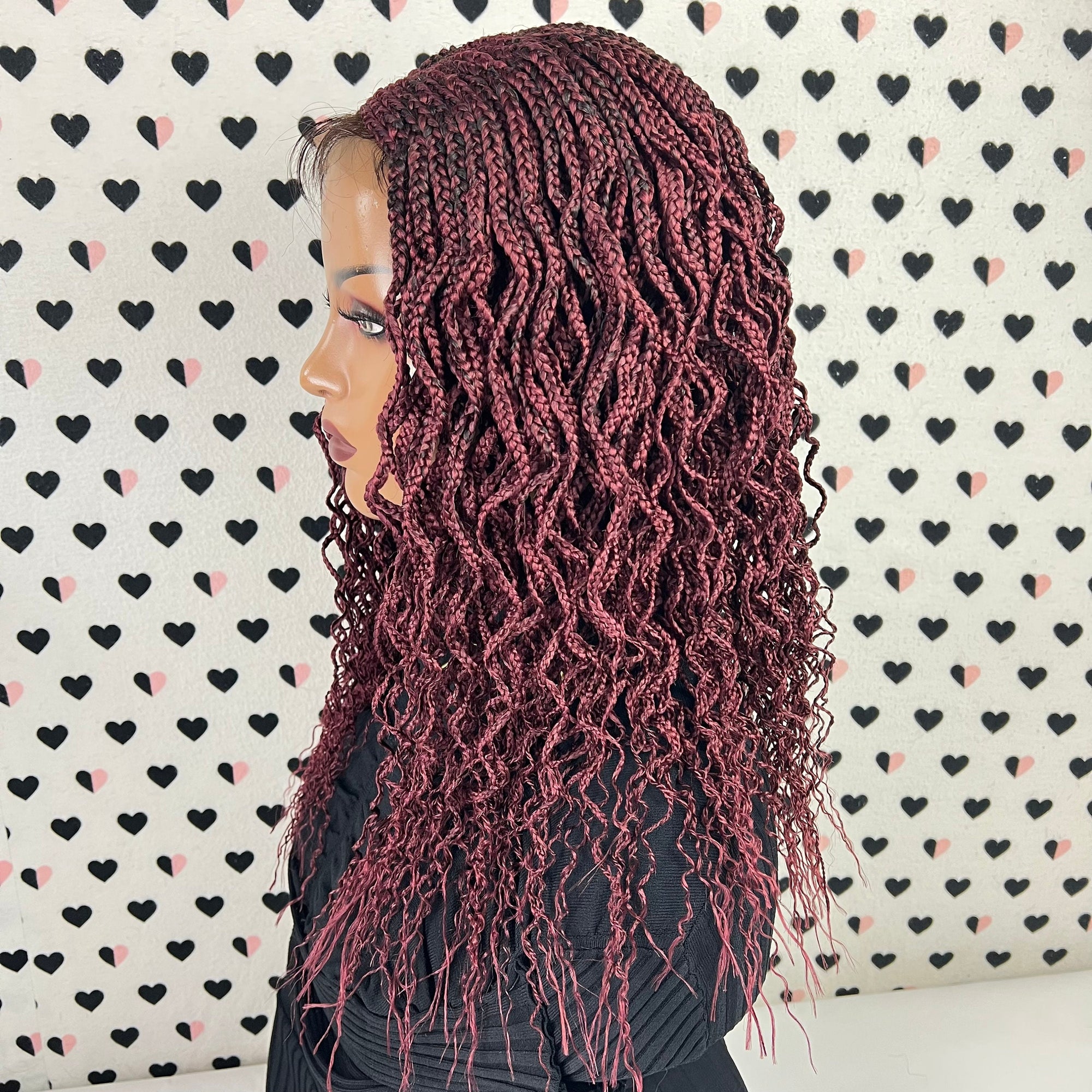 Cornrows Wavy Curly Box Braided Wigs For Black Women Lace Closure Wig ...