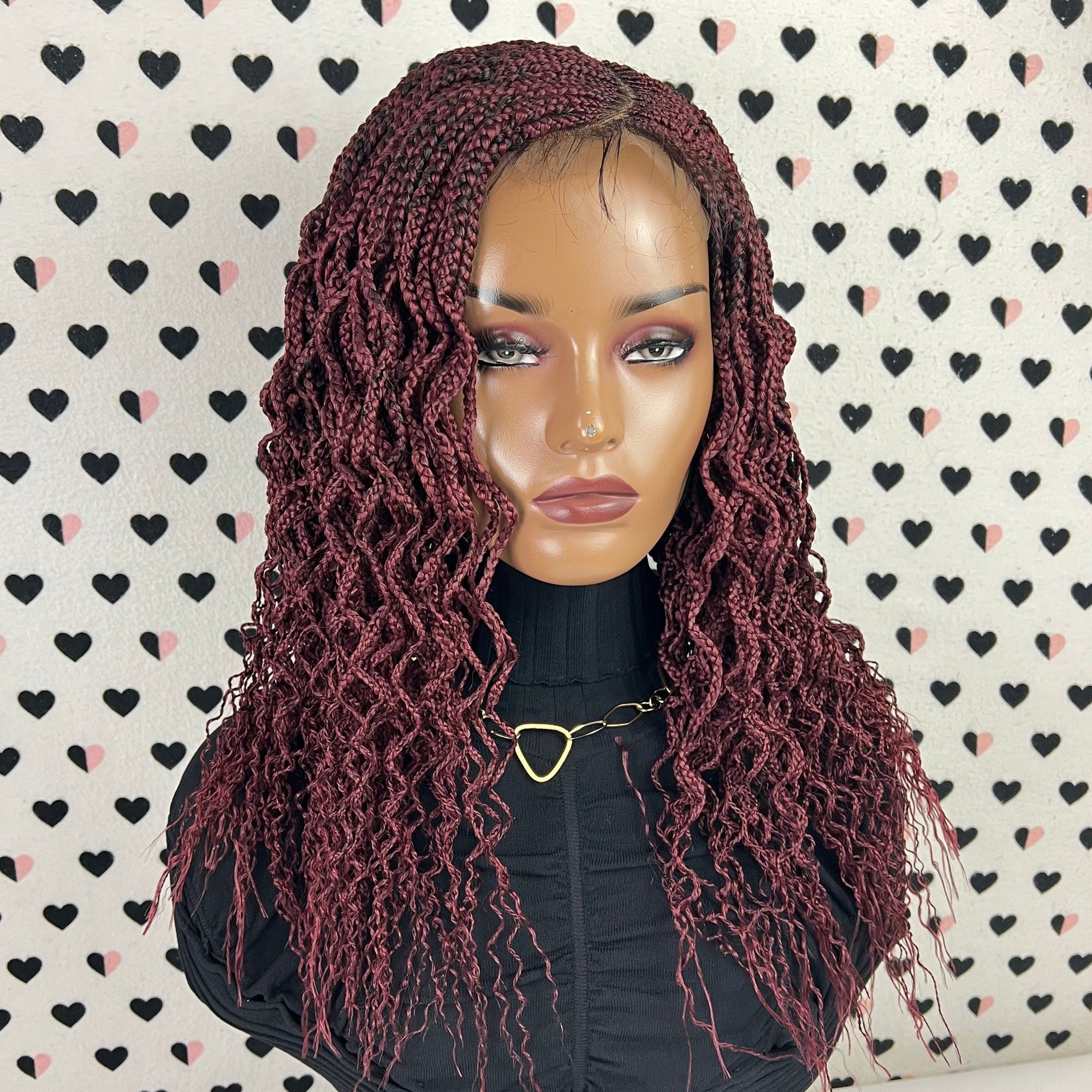 Cornrows Wavy Curly Box Braided Wigs For Black Women Lace Closure Wig ...