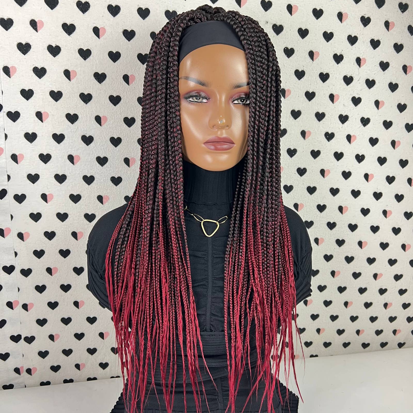 Headband Wig Braided Head Band Wig Ombre Box Braids Wigs For Black Wom ...