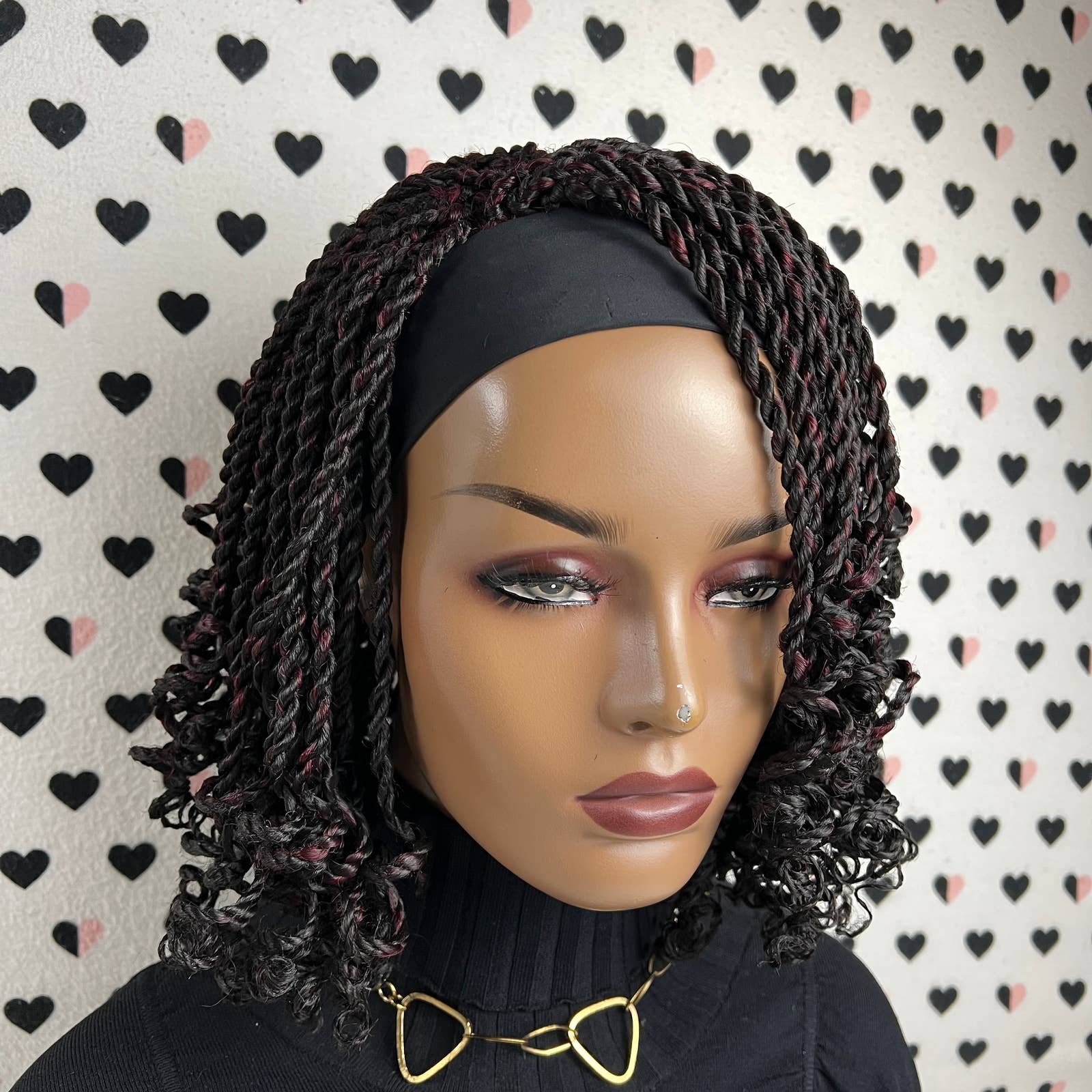 Twist Braids Short Curls Curly Headband Wigs Braided Head Band Wig Box ...