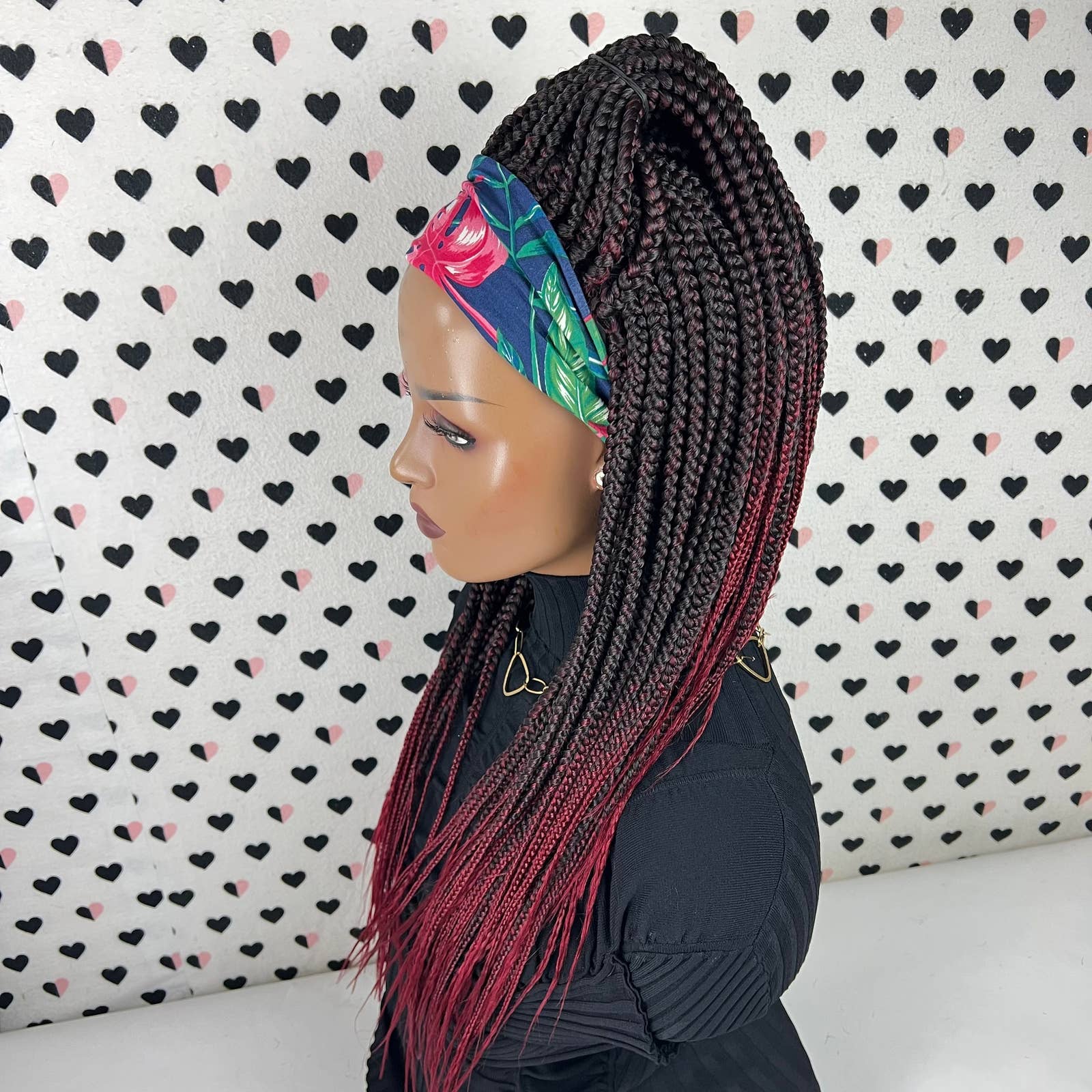 Headband Wig Braided Head Band Wig Ombre Box Braids Wigs For Black Wom ...