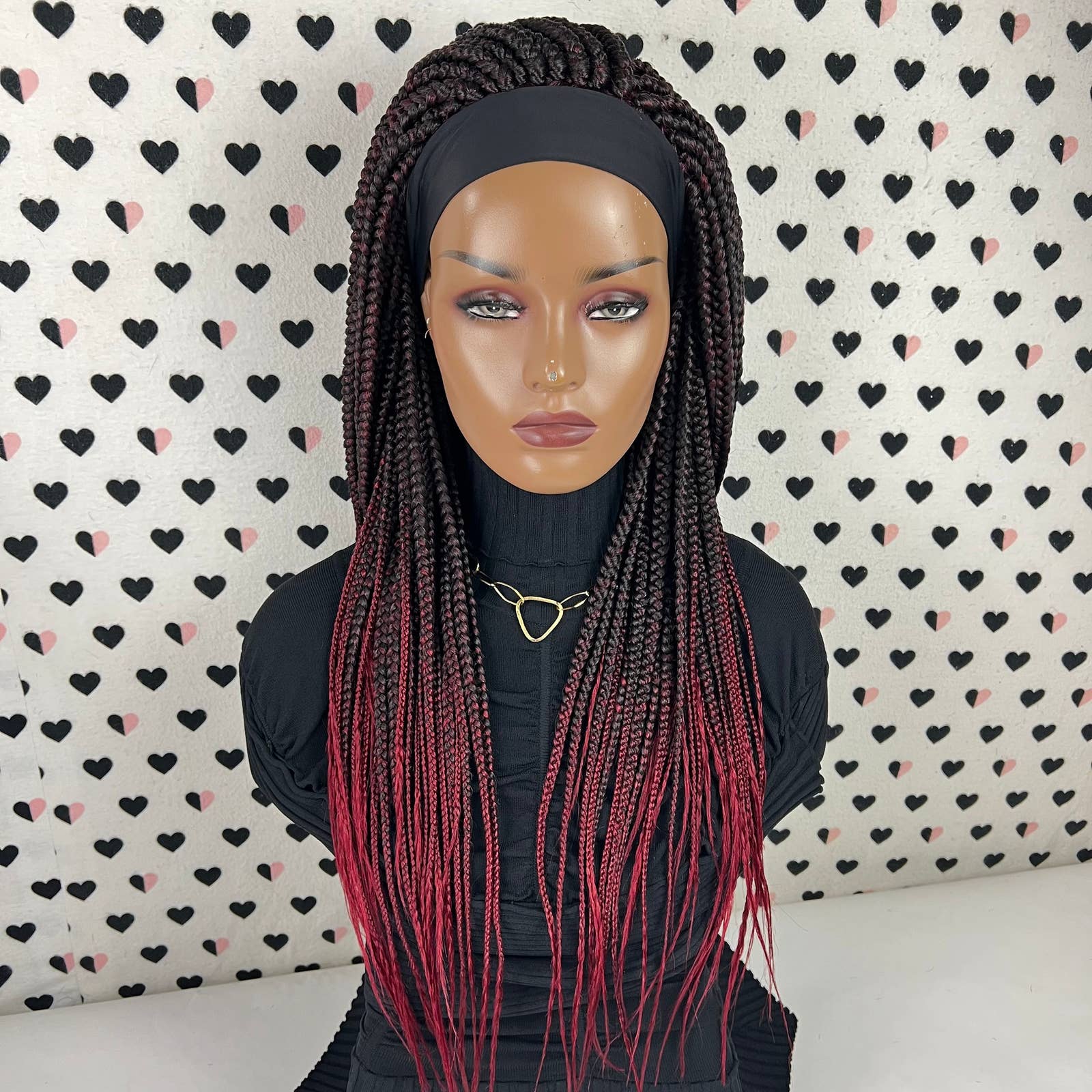 Headband Wig Braided Head Band Wig Ombre Box Braids Wigs For Black Wom ...