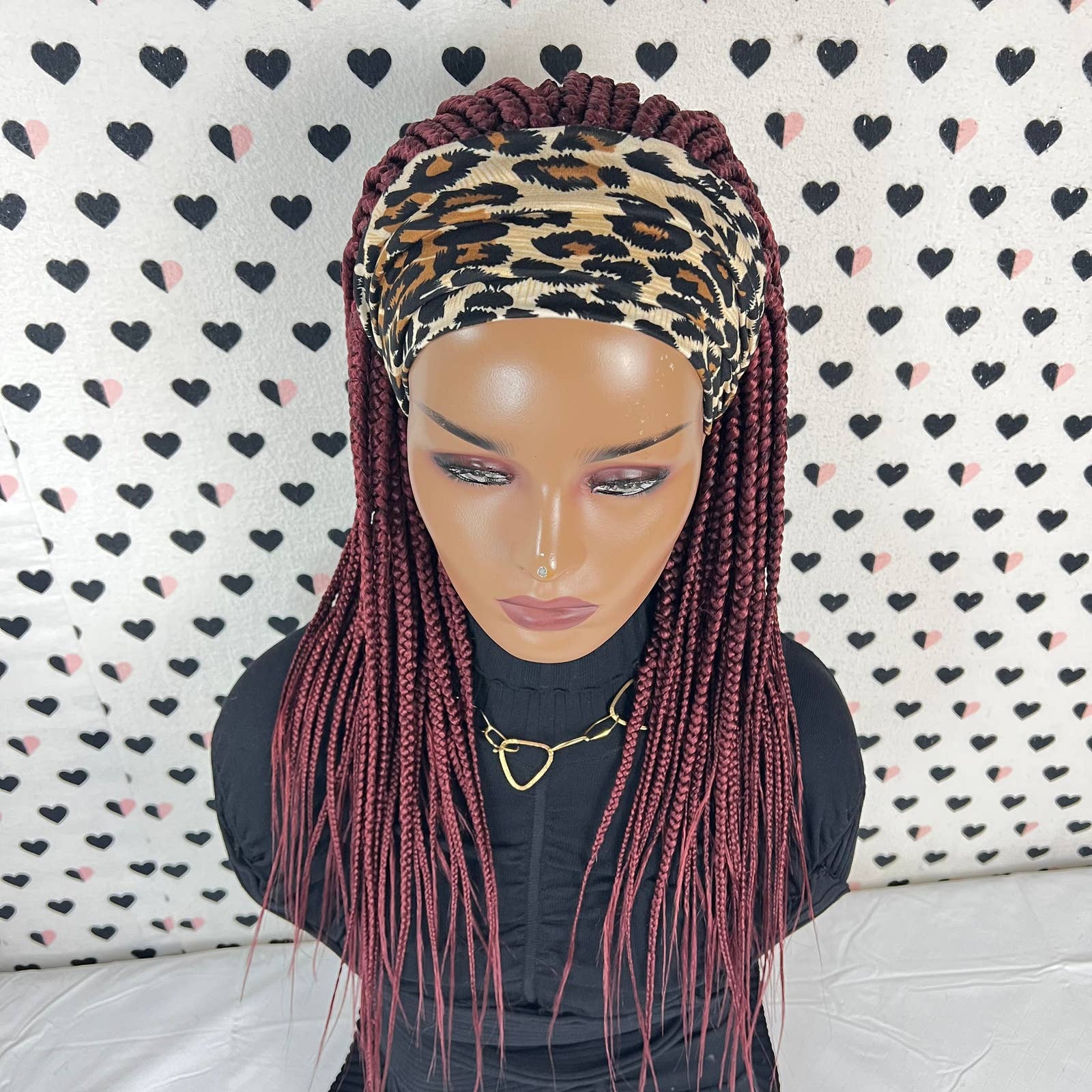 Headband Wig Braided Head band Wig Box Braids Wigs For Black Women Bur ...