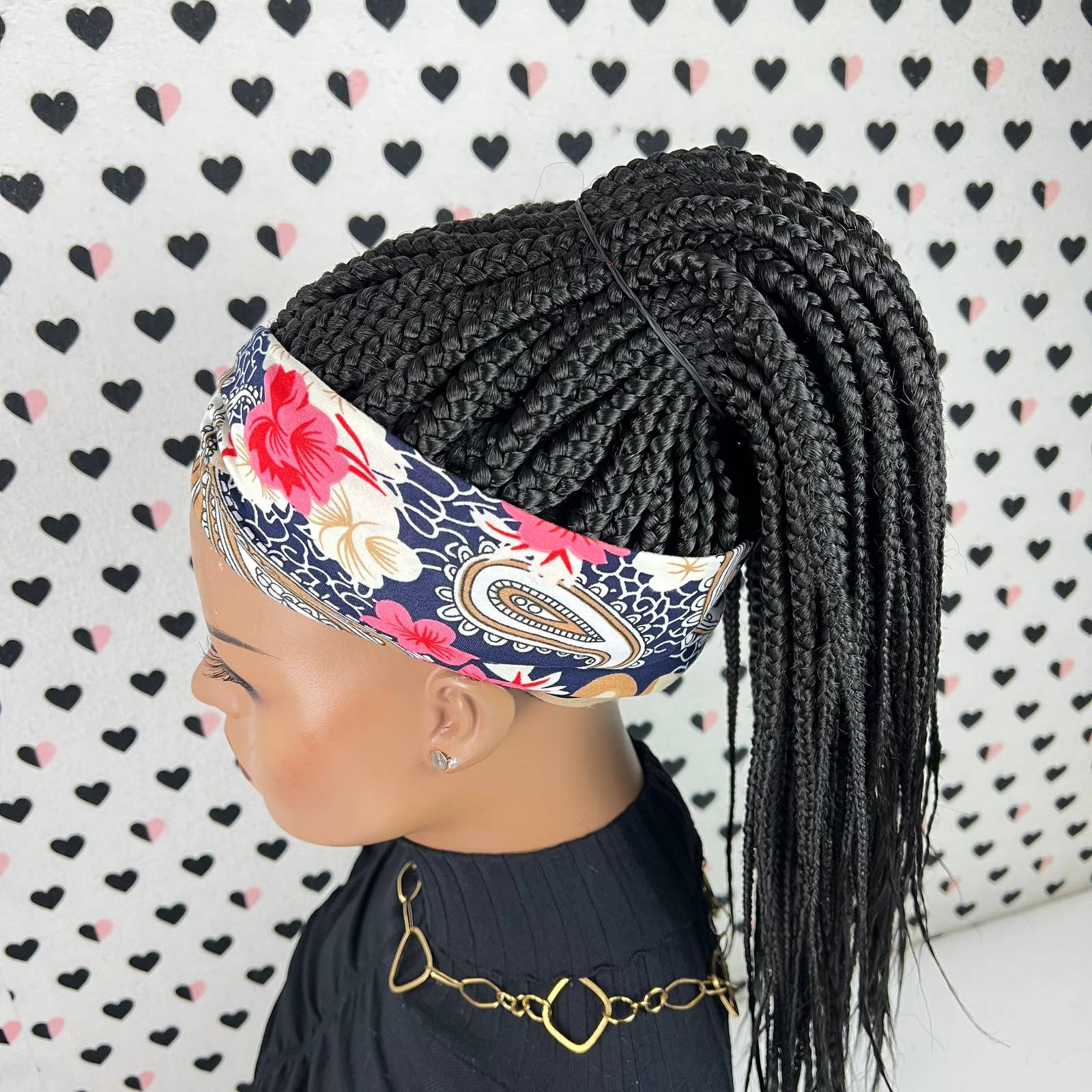 Headband Wig Braided Head band Wig Box Braids Wigs For Black Women 1b ...