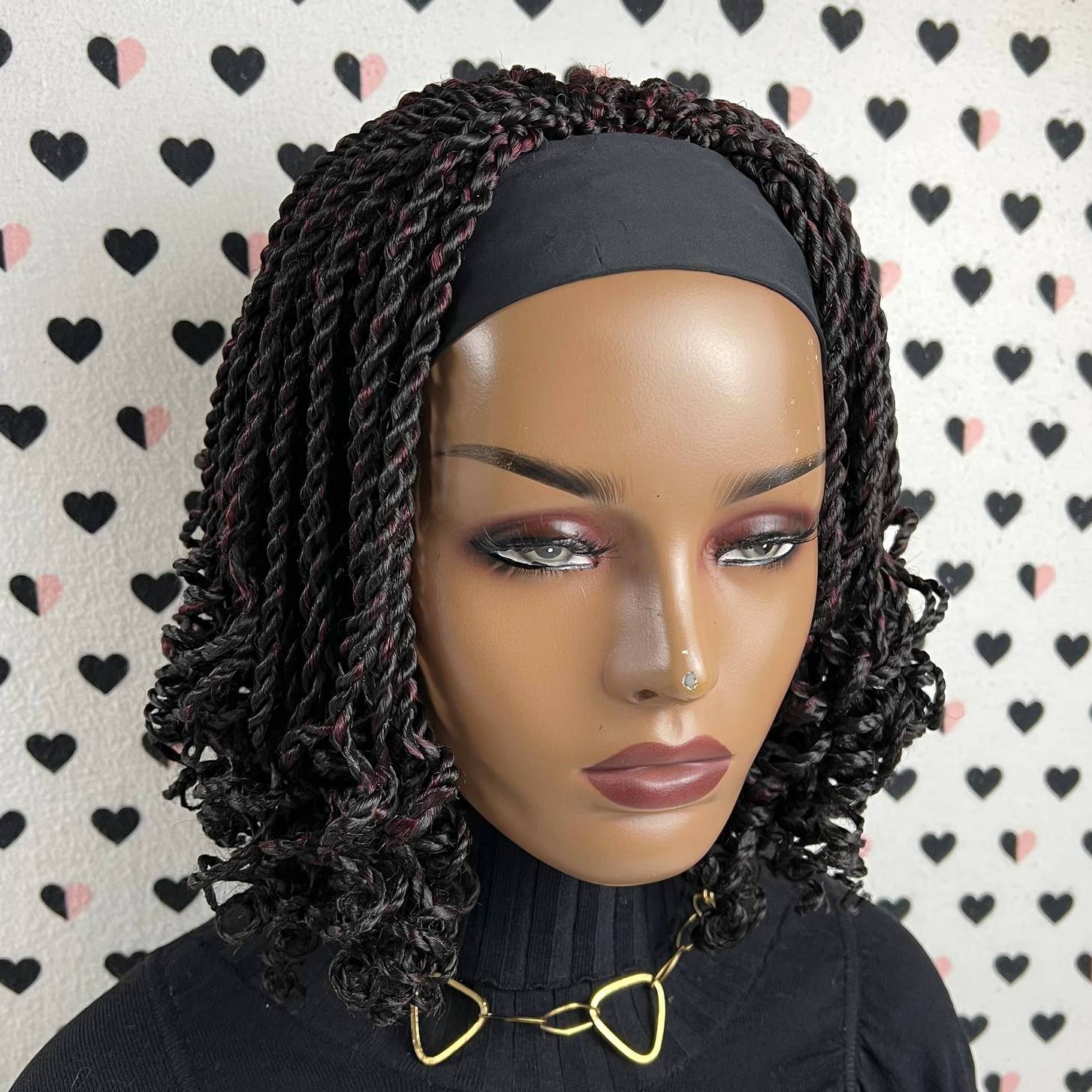 Twist Braids Short Curls Curly Headband Wigs Braided Head Band Wig Box ...