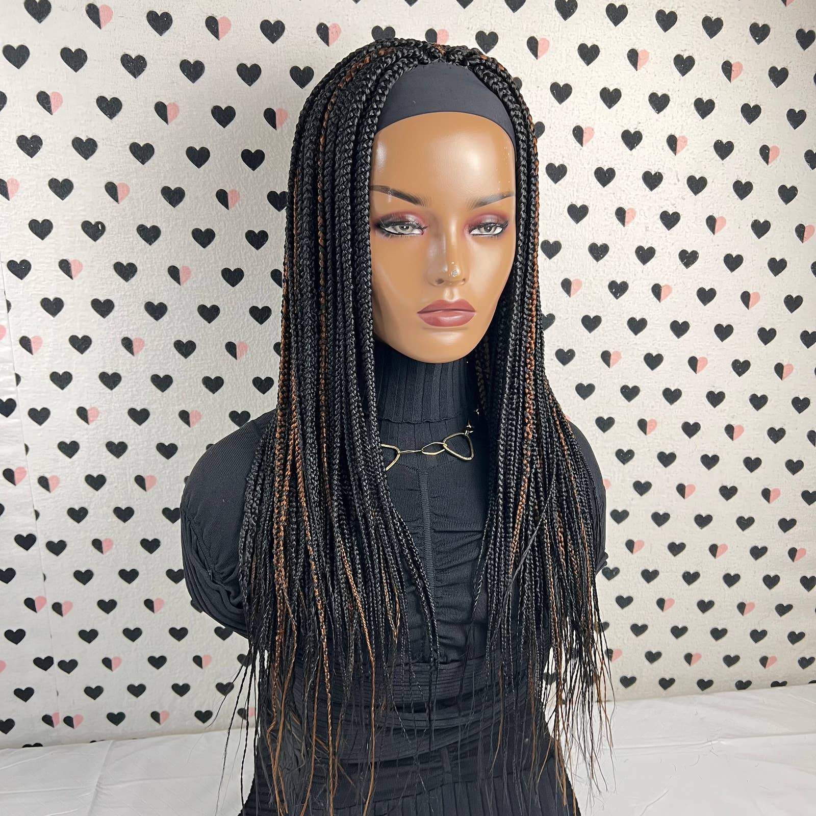 Headband Wig Braided Head band Wig Box Braids Wigs Black Women 1b 30 H ...
